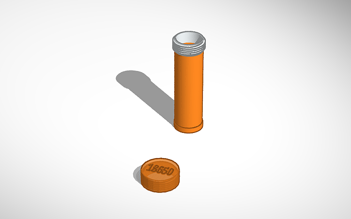 3D design 18650 battery case - Tinkercad