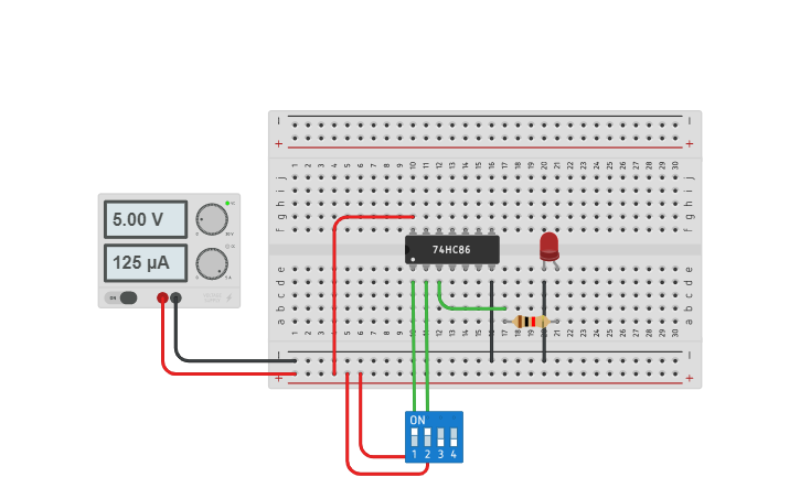 Circuit design XOR Gate - Tinkercad