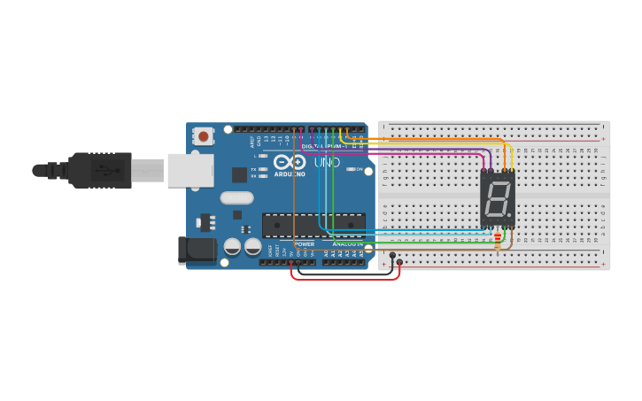 Circuit design Counting 7 Segment - Tinkercad
