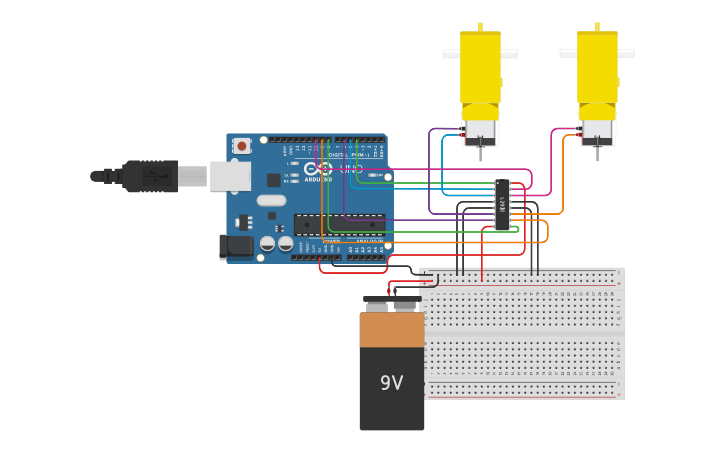 Circuit design ROBOTIC CAR WITH MOTOR DRIVER - Tinkercad