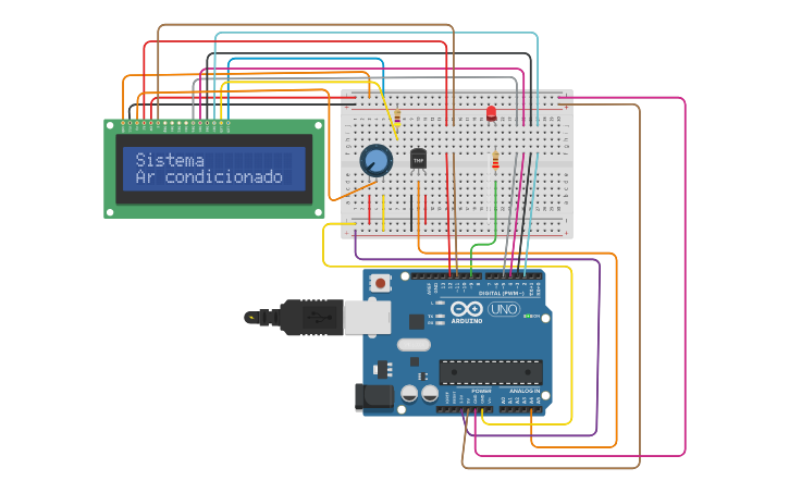 Circuit design Arduino com placa lcd completo - Tinkercad