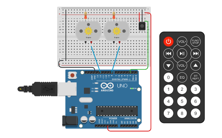 Circuit design IR dc motor - Tinkercad
