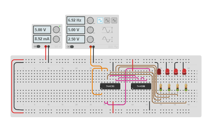 Circuit design MOD-14 Counter - Tinkercad