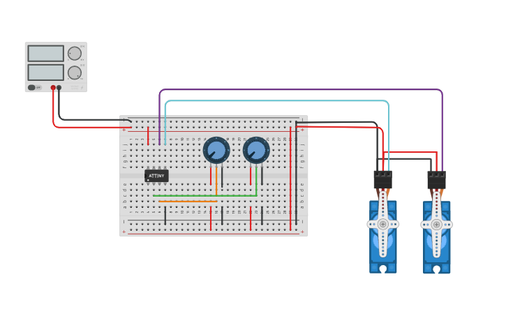 Circuit design Servo Control With Attiny85 - Tinkercad