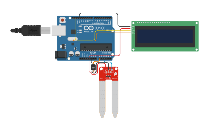 Circuit design Plant Monitor - Tinkercad