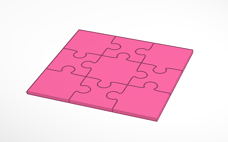 3D design Puzzle jigsaw 3x3 nine pieces - Tinkercad