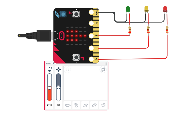 Circuit design Microbit Traffic Lights - Tinkercad