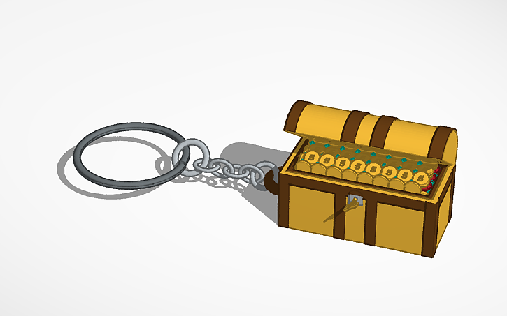 3D design Pirates Treasure Chest Keychain - Tinkercad