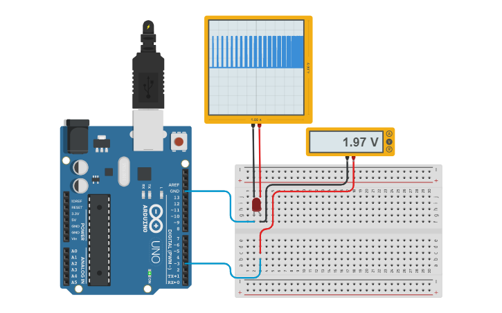 Circuit design Analog Write: Pulse Width Modulation - Tinkercad