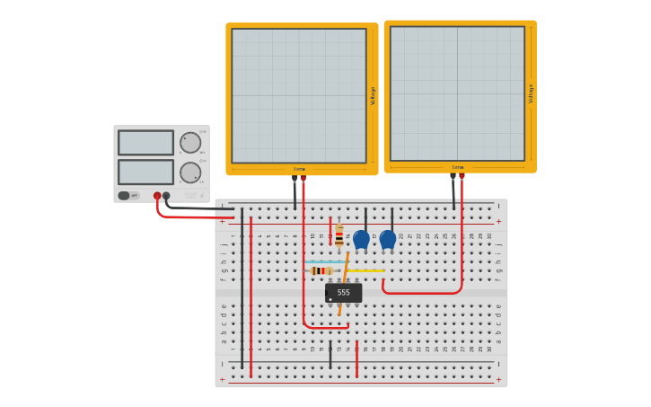 Circuit design Astable multivibrator using 555 timer - Tinkercad