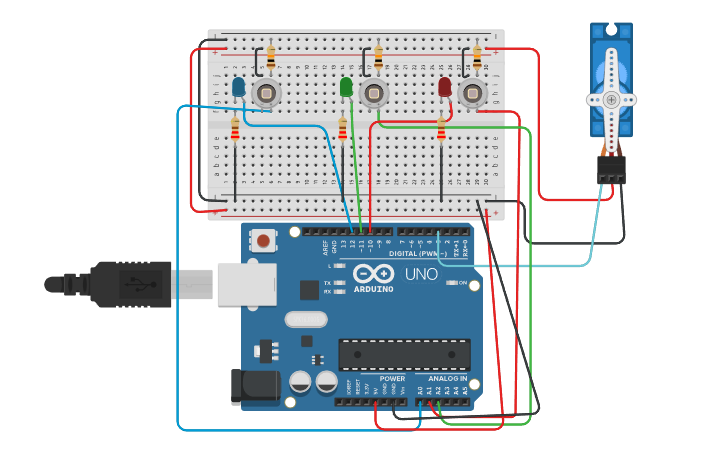 Circuit design Practica16 Sensor_Color Fotodiodo - Tinkercad