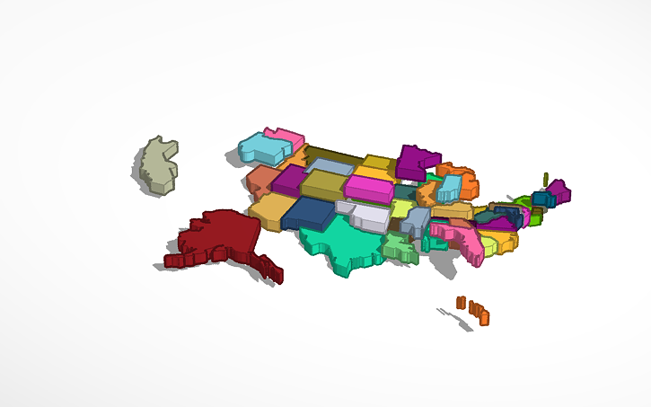 3D design USA Puzzle Map - Tinkercad