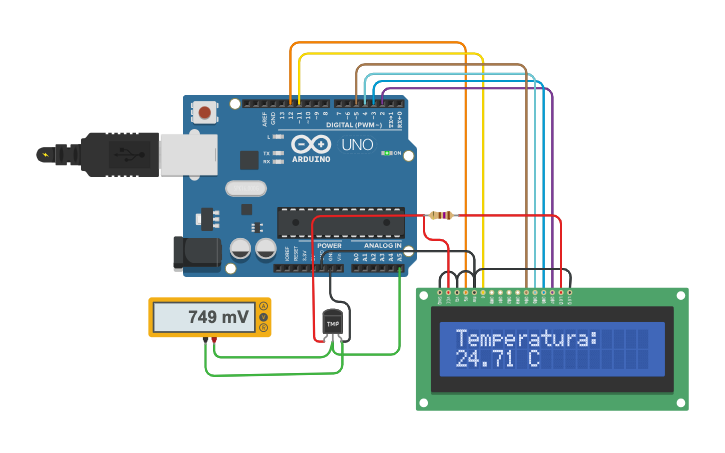 Circuit design temperature TMP36 sensor with Arduino - Tinkercad