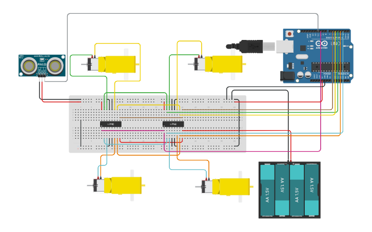 Circuit design Obstacle Avoiding Robot - Tinkercad