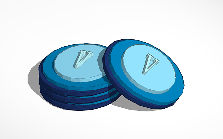3D design FORTNITE V-BUCKS - Tinkercad