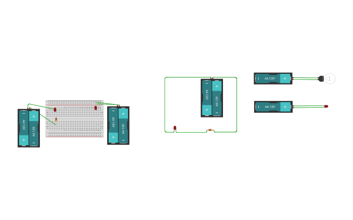 Circuit design simple LED circuit with resistor, breadboard - Tinkercad