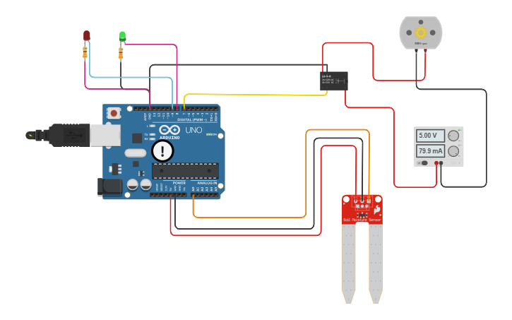Circuit design Arduino-Based Smart Irrigation System - Tinkercad