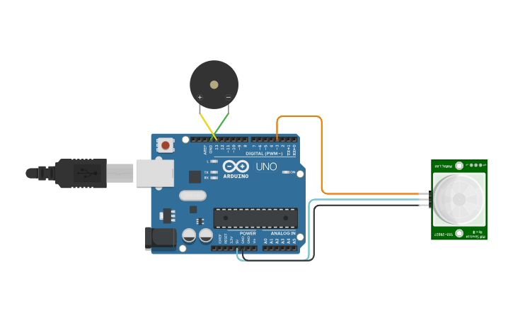Circuit design Arduino Buglar Alarm - Tinkercad