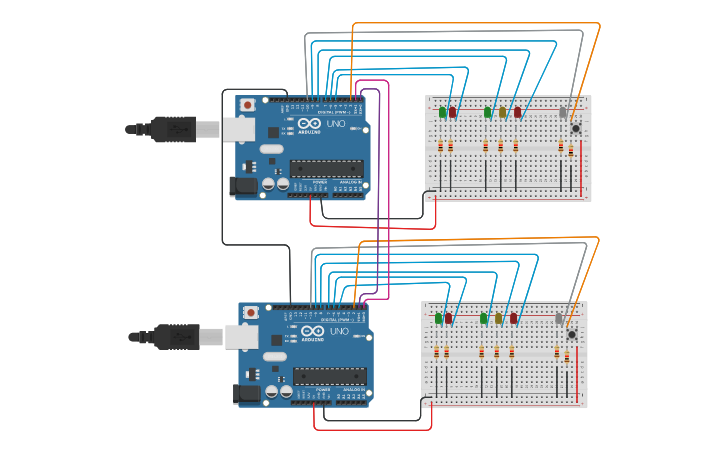 Circuit design Traffic light system project final version - Tinkercad