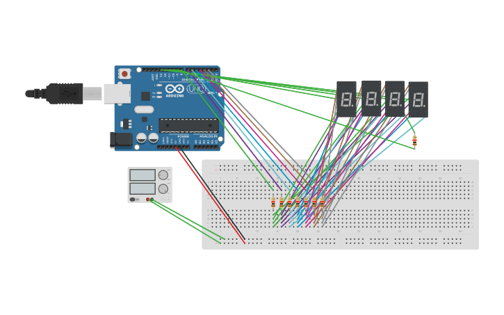 Circuit design Car Dashboard - Tinkercad