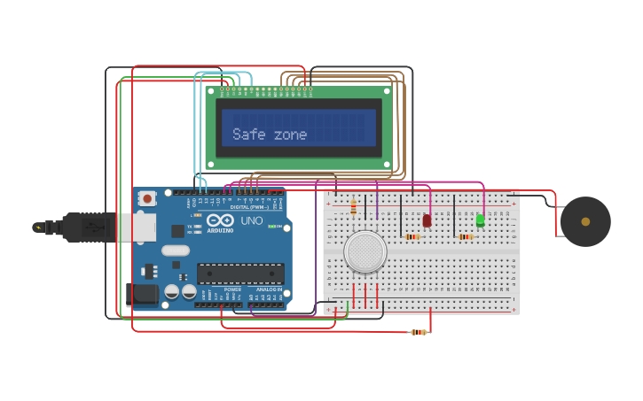 Circuit design gas detector - Tinkercad