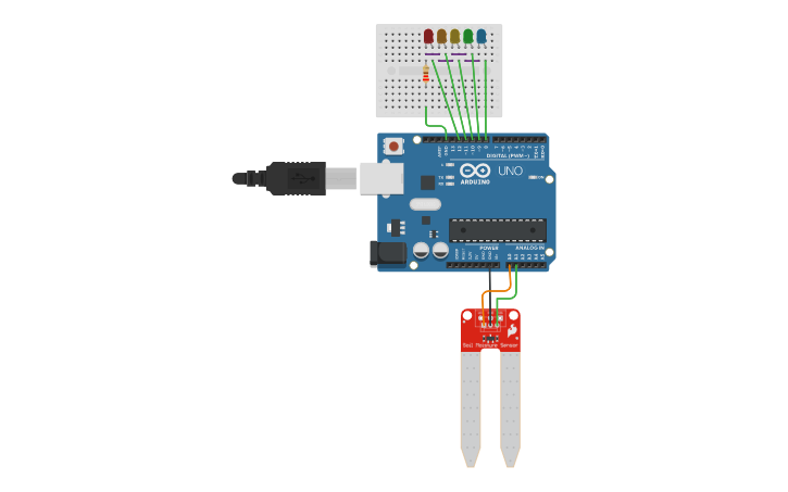 Circuit design sensor de humedad - arduino - Tinkercad