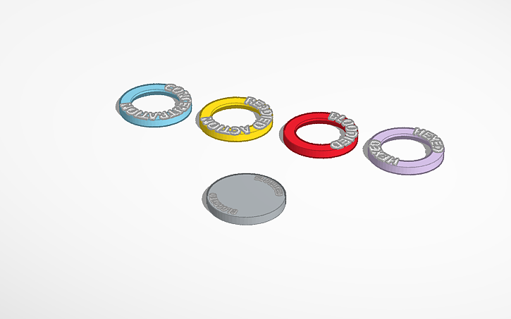 3D design DnD Status Effect Token Rings (WIP) - Tinkercad