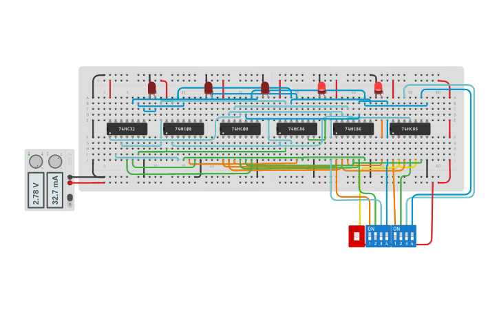 Circuit Design Full Adder Adder Subtractor Tinkercad