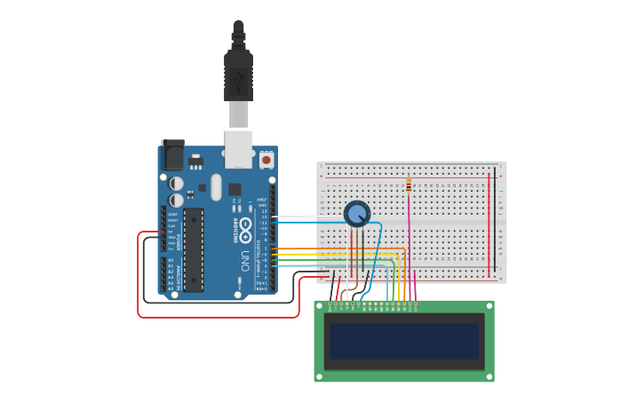Circuit design SIMPLE LCD CONNECTION - Tinkercad