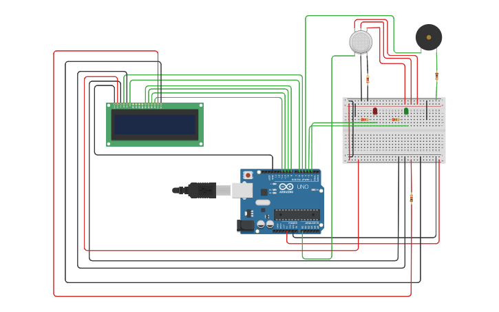 Circuit design Gas Detection - Tinkercad