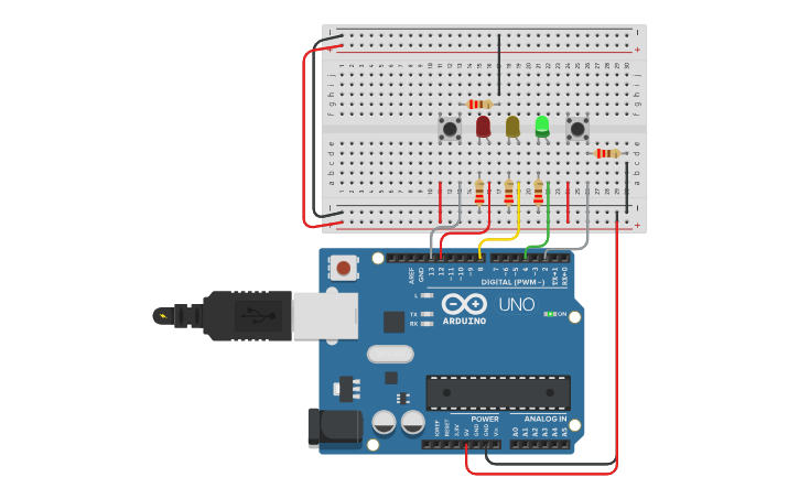 Circuit design Practica 7 semaforo con boton de encendido y apagado ... Circuit design Practica 7 semaforo con boton de encendido y apagado ...