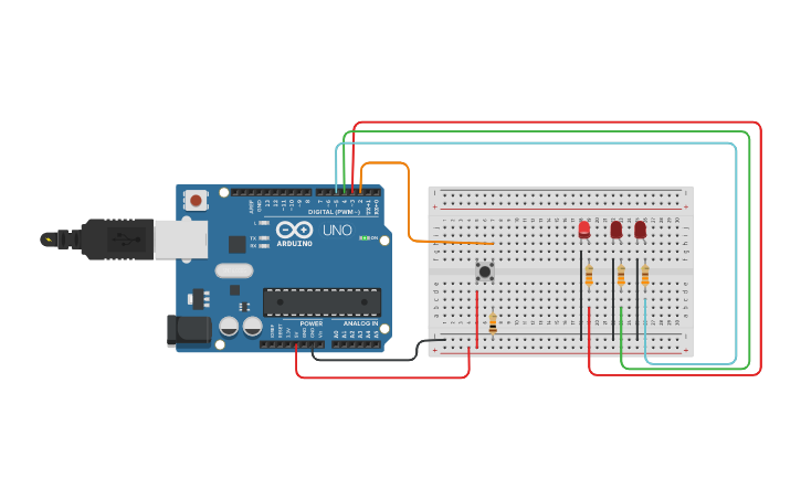 Circuit design butonLED - Tinkercad