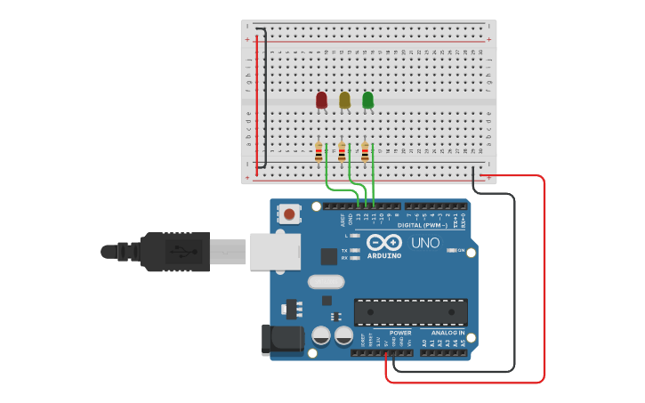 Circuit design Simple LED Circuit with Pattern - Tinkercad