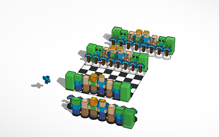 3D design Minecraft Chess Set - Tinkercad