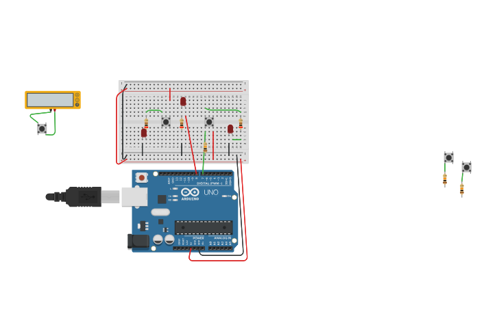 Circuit design Arduino Básico - Aula 3 - Botão PISCANTE - Tinkercad