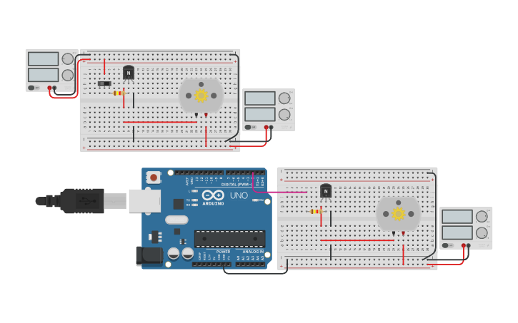 Circuit design Transistor Ideal - Tinkercad