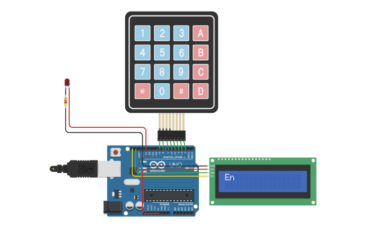 Circuit design Password keypad with LCD - Tinkercad