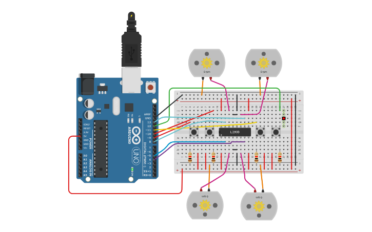 Circuit design RC CAR - Tinkercad