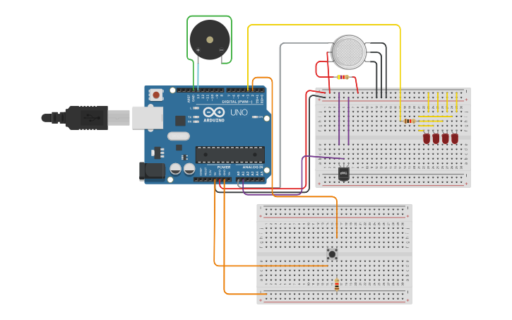 Circuit design FIRE-ALARM - Tinkercad