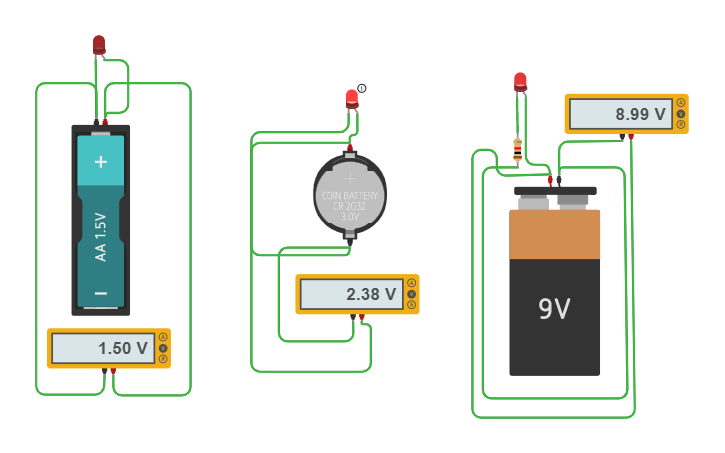 Circuit Design Battery Voltage With Led Tinkercad