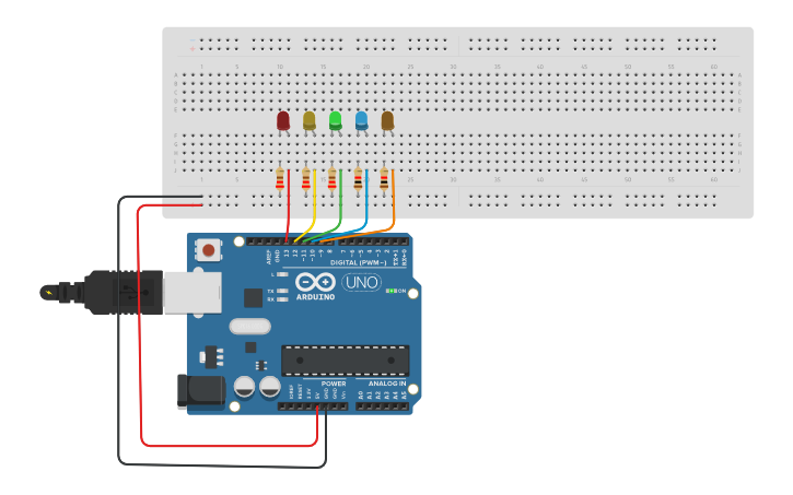 Circuit design Arduino 3 LED - Tinkercad