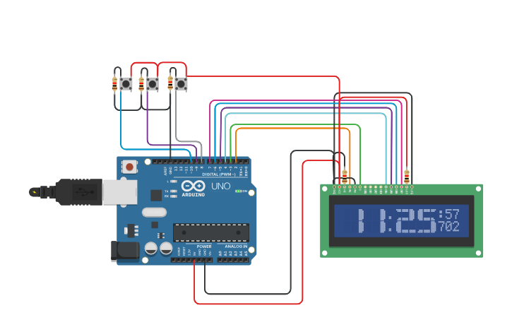 Circuit design Digital Clock - Tinkercad