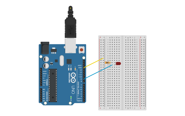 Circuit design Blinking LED - Tinkercad