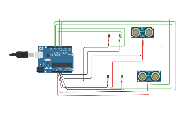 Circuit design Obstacle Detection - Tinkercad