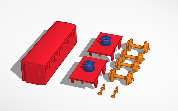 3D design Hafner 8-wheel Bogie coach kit - Tinkercad