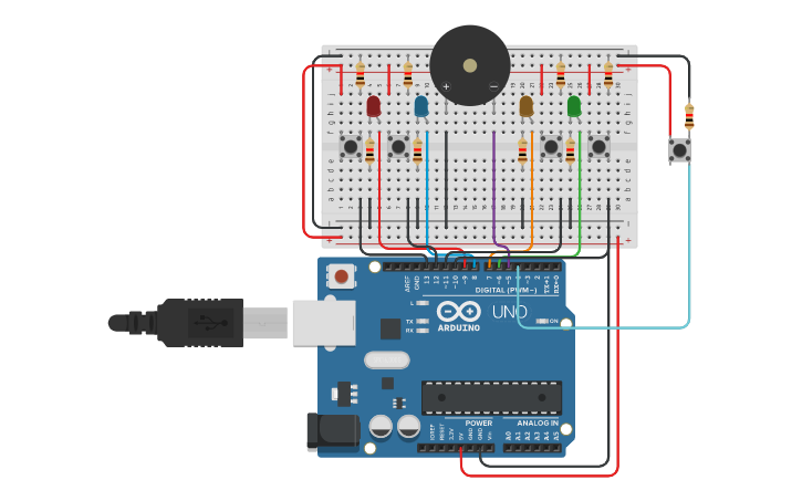 Circuit design Simon says !game - Tinkercad