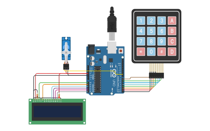 Circuit design Password Door Lock - Tinkercad