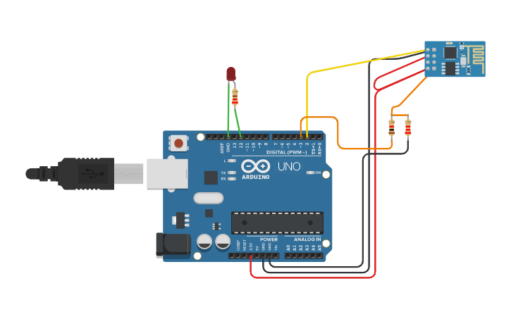 Circuit design Copy of Turn on led with esp8266 & arduino - Tinkercad