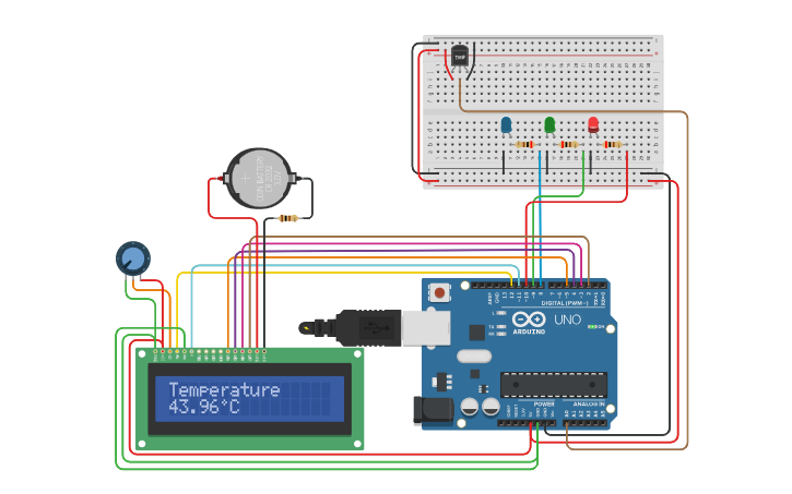 Circuit design Arduino Temperature Sensor - Tinkercad