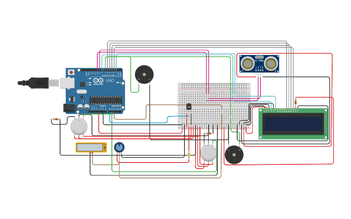 Circuit design WARNING SYSTEM - Tinkercad